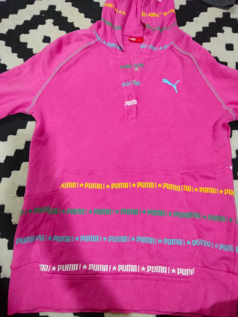 Puma Pink Sweater with Hoodie, Women's Fashion, Coats, Jackets and ...