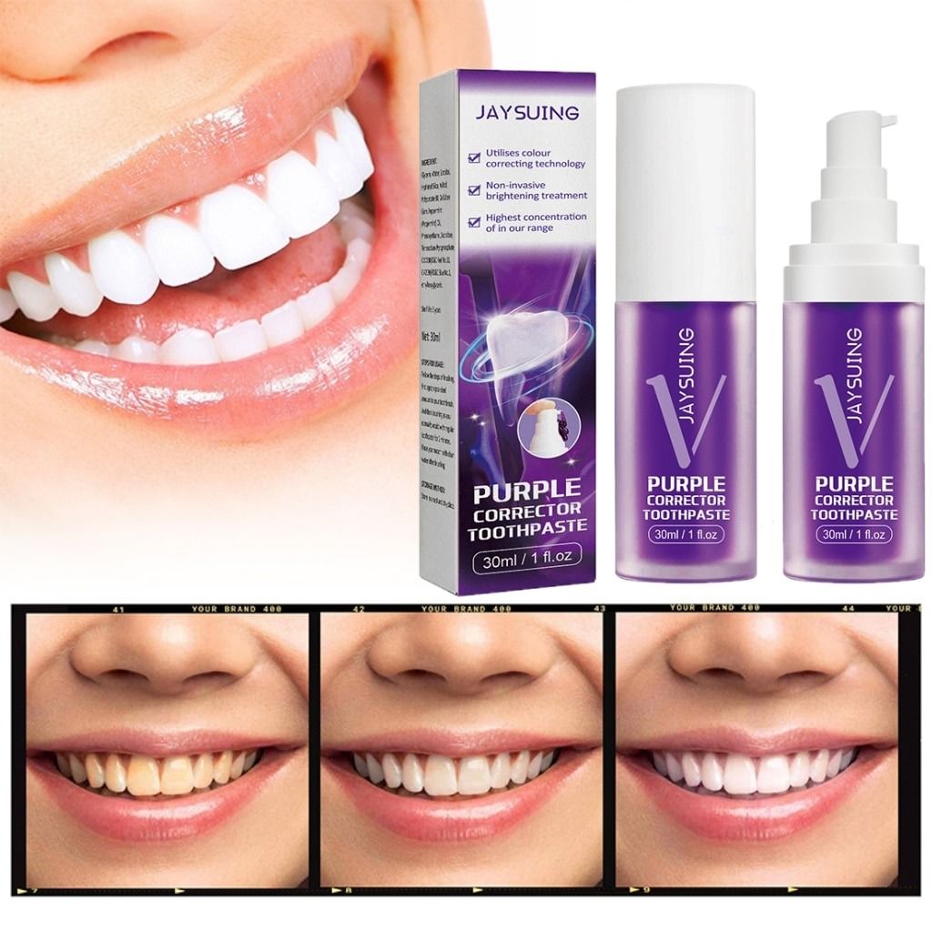 Purple Toothpaste Whiten Repair Cavities Freshens Breath Oral Cleaning ...