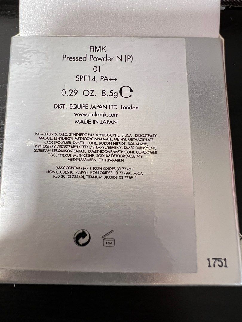 RMK Pressed Powder N (P) 01 SPF14 PA+++, Beauty & Personal Care, Face, Makeup on Carousell