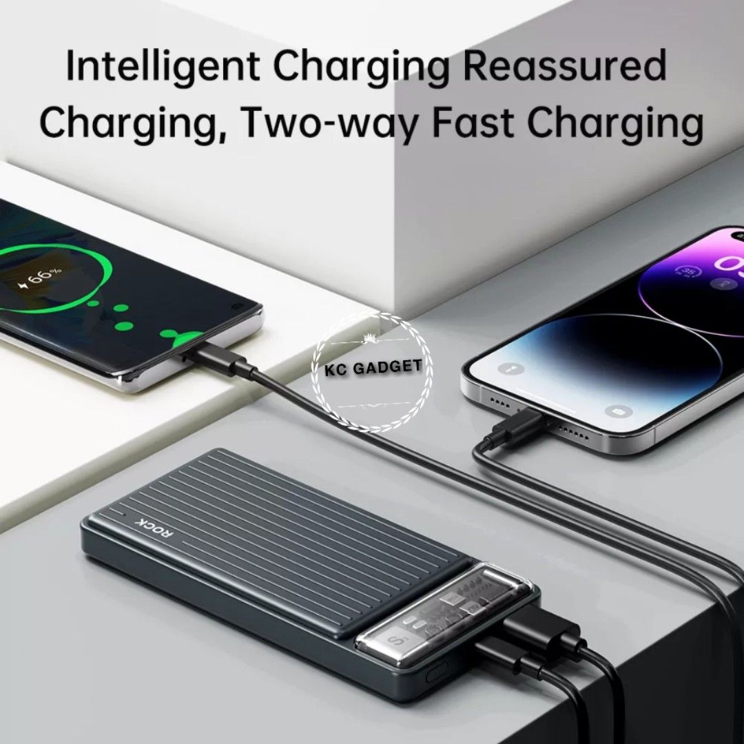 ROCK SPACE P91 PD 20W FAST CHARGE SLIM POWER BANK 10000 MAH, Mobile Phones & Gadgets, Mobile ...