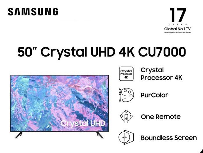 Samsung CU7000 50-inch Crystal UHD 4K Smart TV, TV & Home Appliances ...
