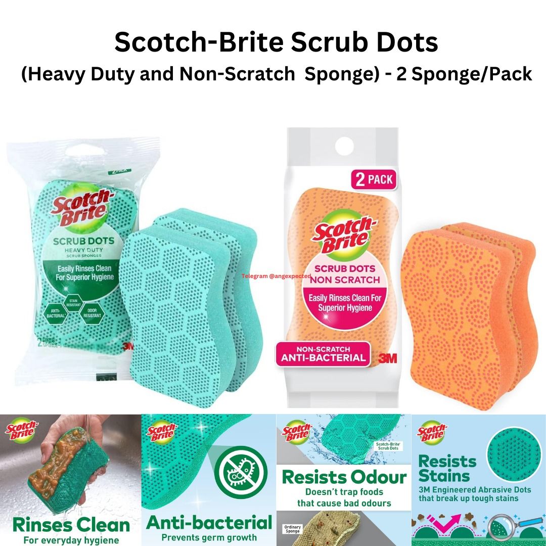 Scotch-Brite Scrub Dots (Non Scratch and Heavy Duty) - 2 Sponge/Pack ...