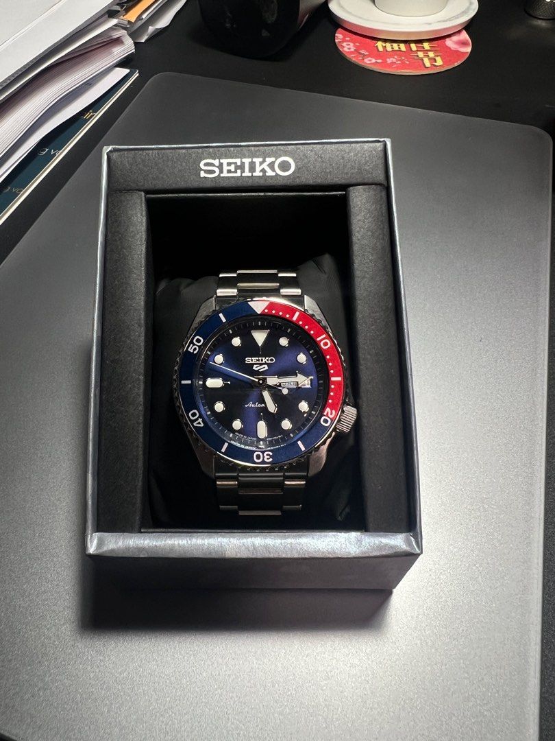 Seiko 5 Sports Blue/Red SBSA003 JDM, Luxury, Watches on Carousell