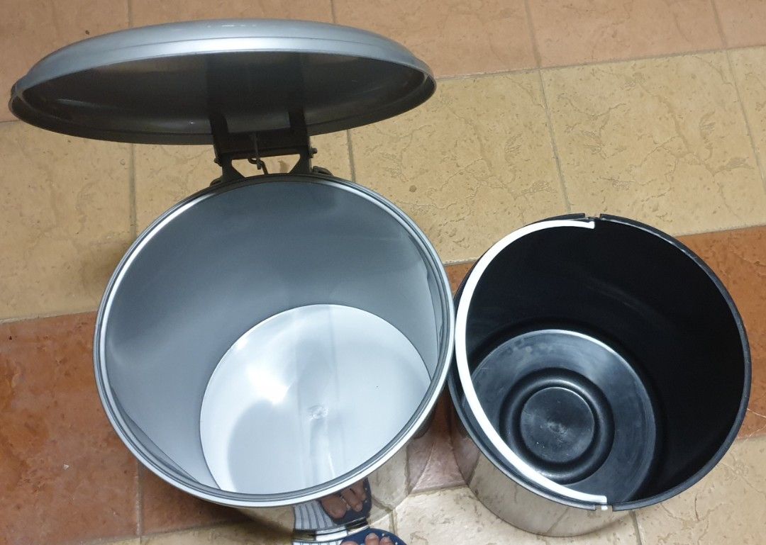 Silver bin with black inner bin, Furniture & Home Living, Cleaning ...