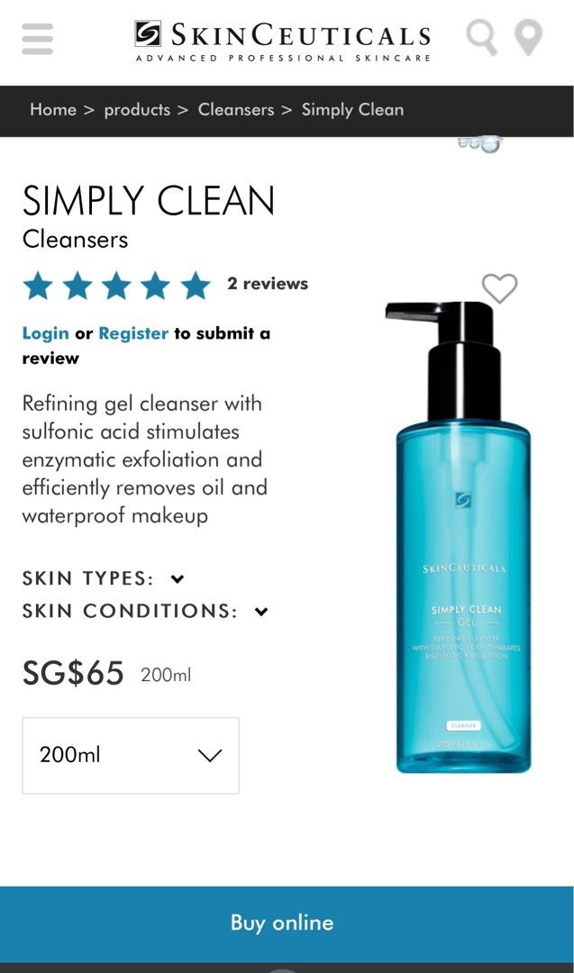 SKIN CEUTICALS SIMPLY CLEAN GEL, Beauty & Personal Care, Face, Face ...