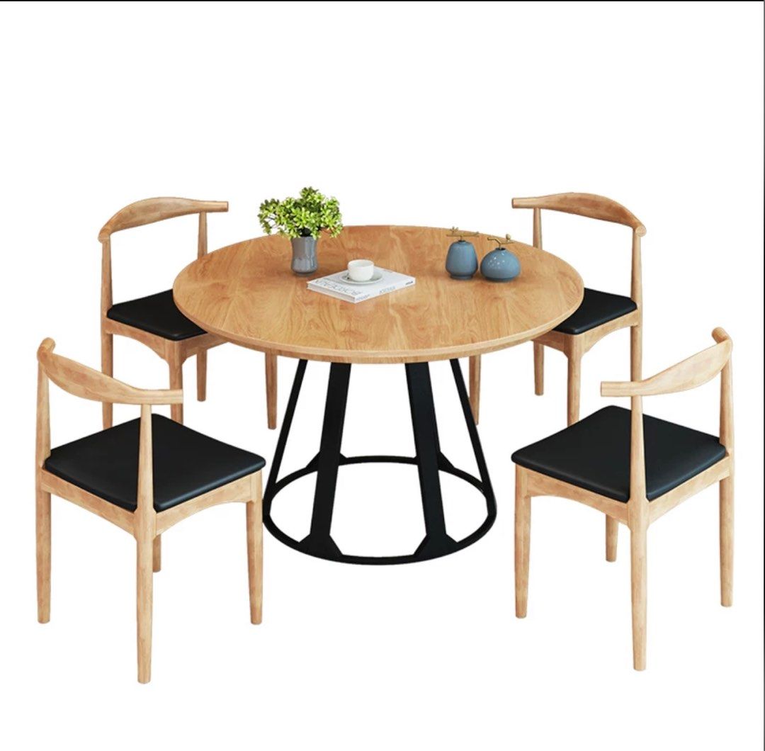 SOFE Rustic Solid Wood Round Dining Table, Furniture & Home Living ...