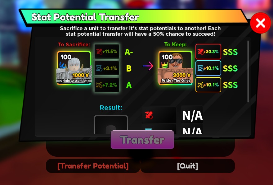 SSS Stats Fodders Anime Adventures ( Details In Desc ) SOLD OUT!!! ( DM ...