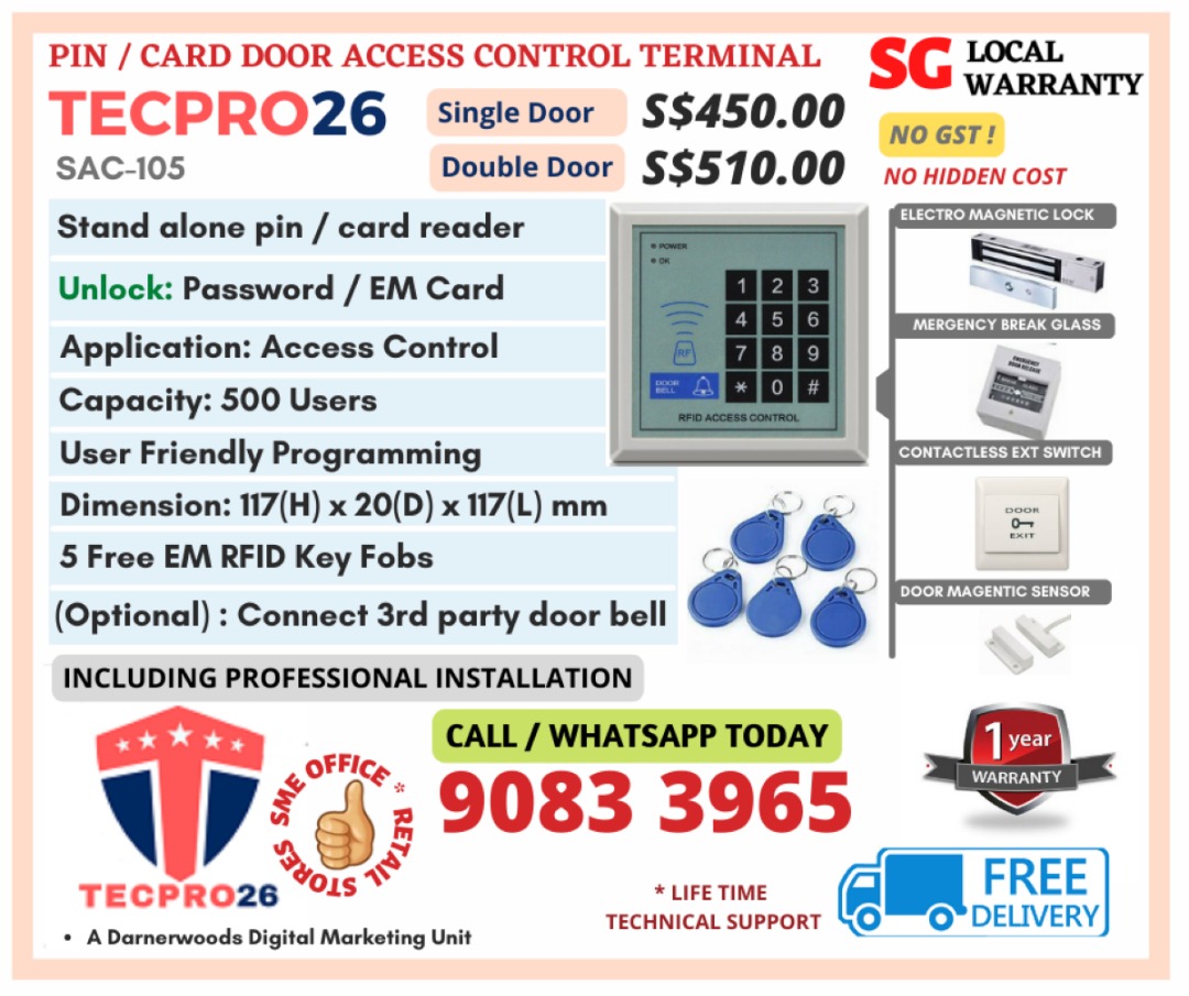 STANDALONE PIN OR CARD DOOR ACCESS CONTROL SYSTEM INSTALLATION PACKAGE ...