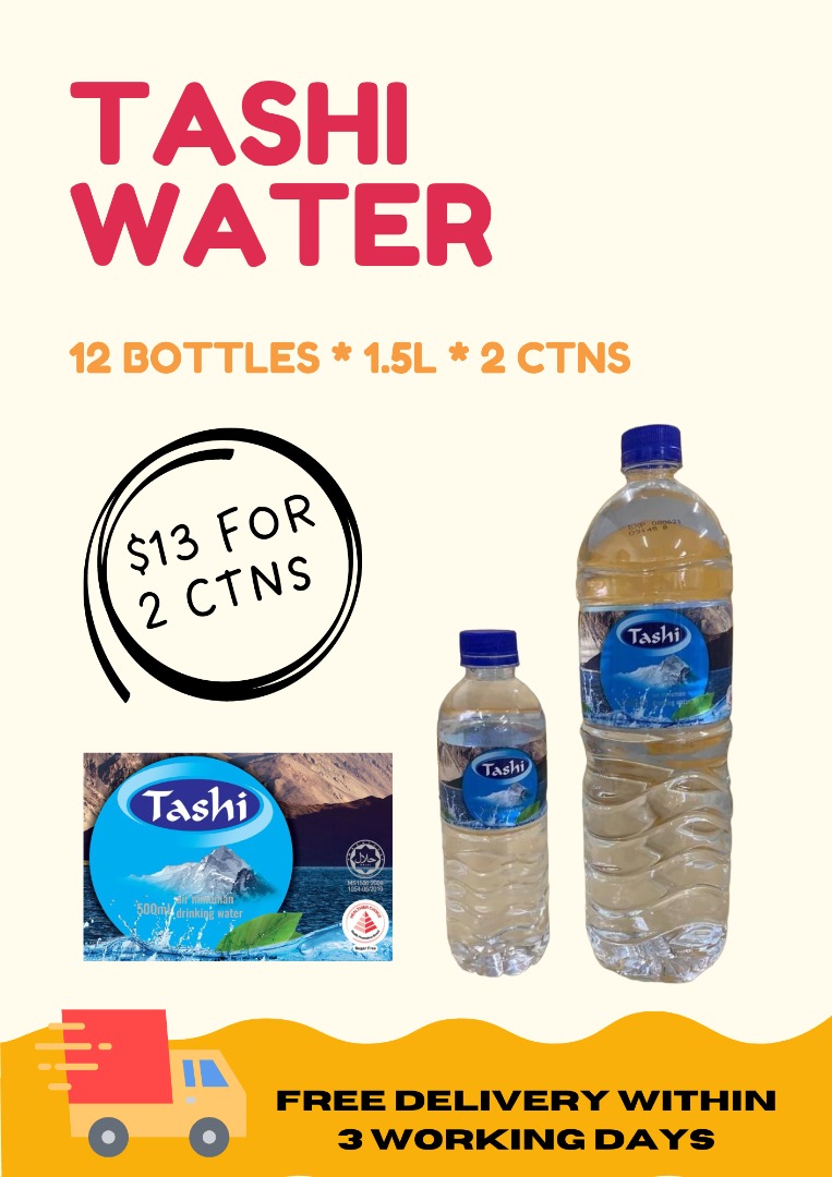 Tashi Water (12x1.5Lx2 Ctns) Free Shipping, Food & Drinks, Beverages on ...