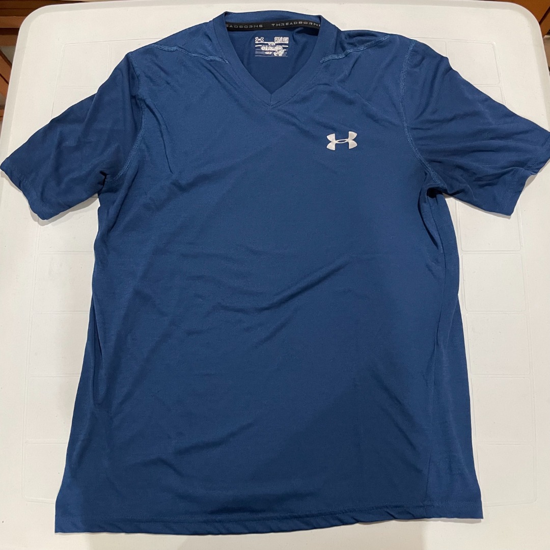 Under Armour Threadborne Blue Shirt, Men's Fashion, Activewear on Carousell