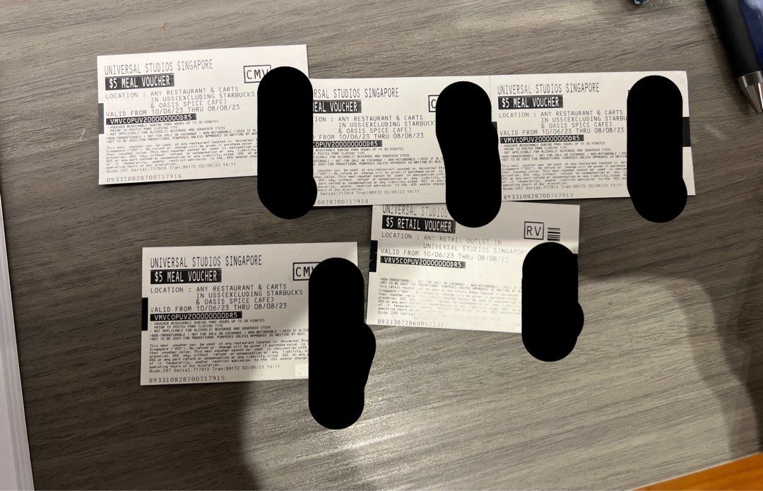 Universal studios vouchers (meal and retail), Tickets & Vouchers, Local ...