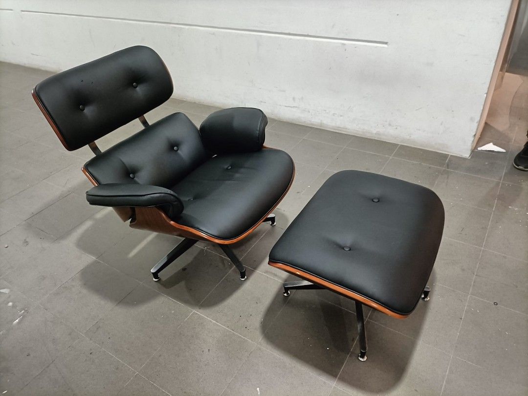 URSULA Lounger Chair in BLACK PVC, Furniture & Home Living, Furniture ...