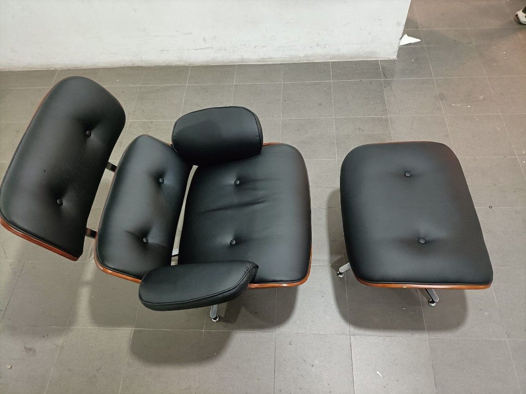 URSULA Lounger Chair in BLACK PVC, Furniture & Home Living, Furniture ...