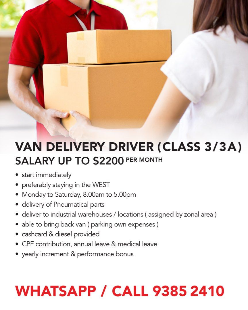 VAN DELIVERY DRIVER (CLASS 3/3A), Jobs, Transport & Delivery on Carousell