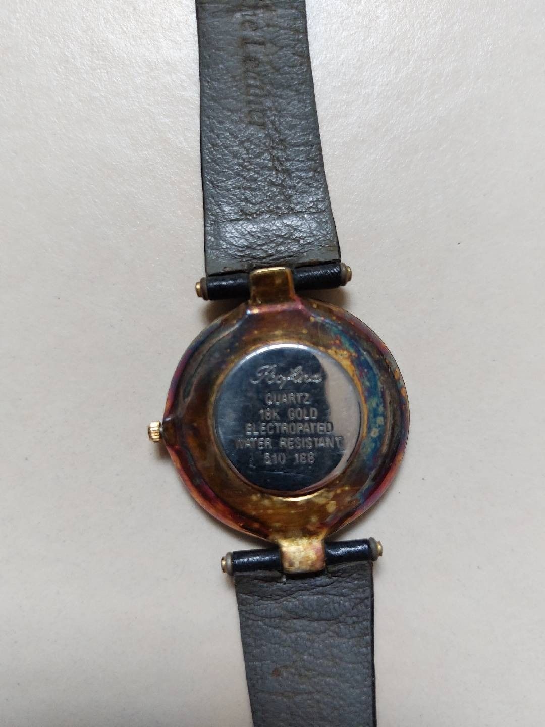 Vintage Rofina 18K Gold Electroplated Leather Watch Quartz Water ...