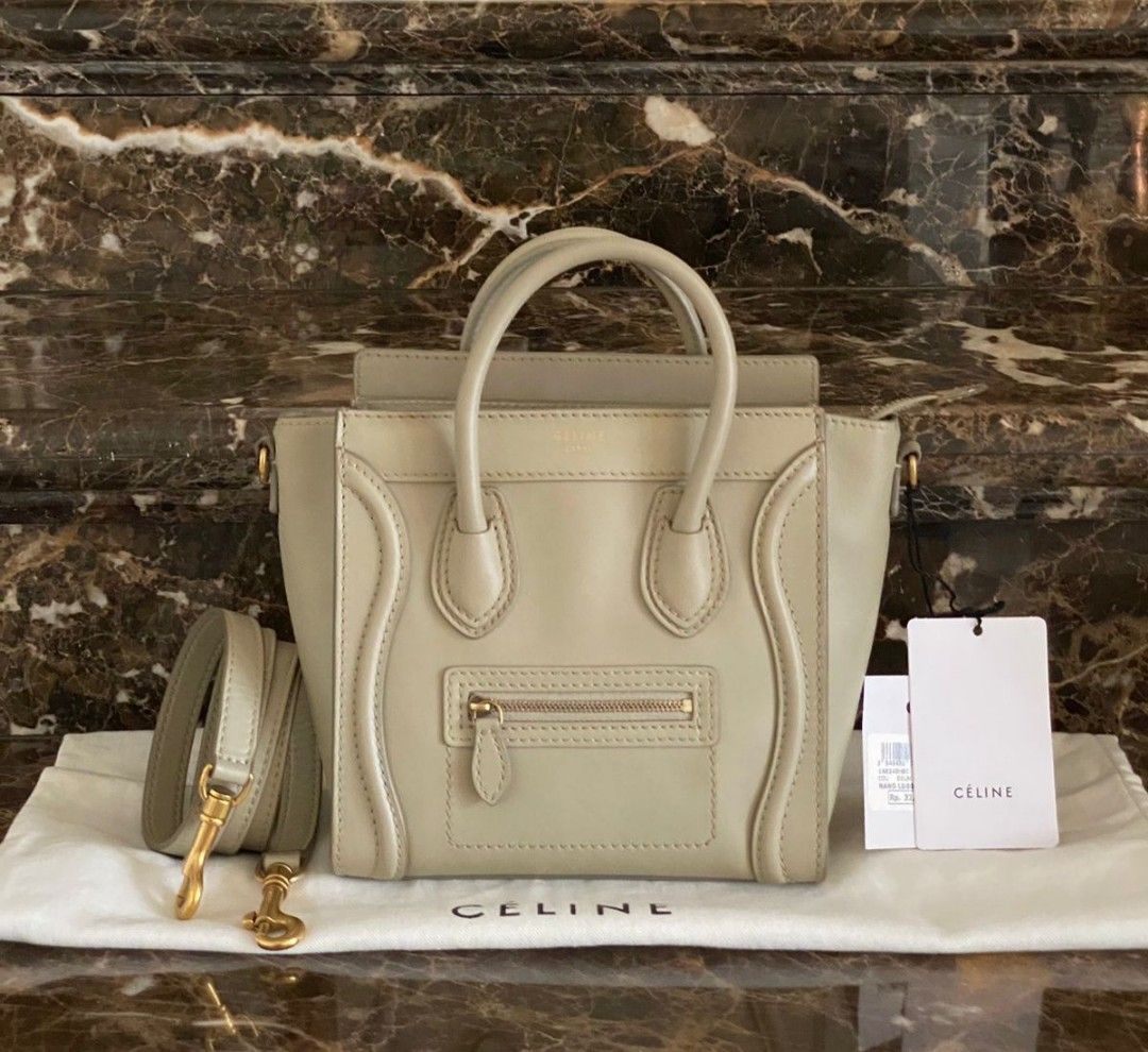 VVGC Celine Nano Luggage Light Mastic Smooth leather, Barang Mewah, Tas & Dompet di Carousell