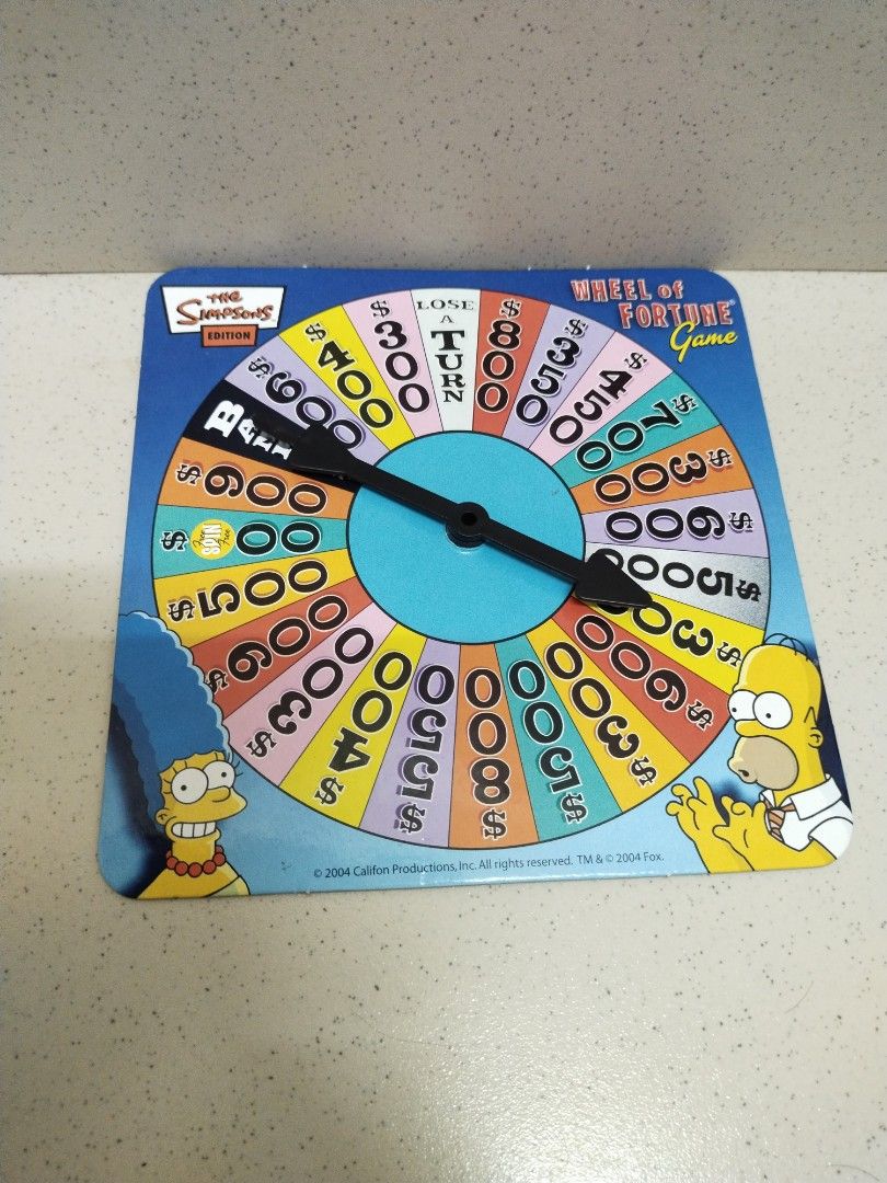 Wheel Of Fortune Game The Simpsons Edition Pressman 2004 Gameboard ...