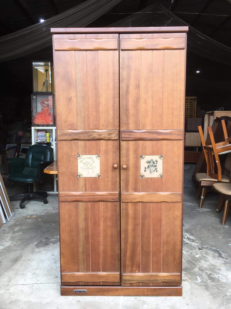 Wooden 2-door wardrobe 34L x 23W x 71H inches Front power extension ...