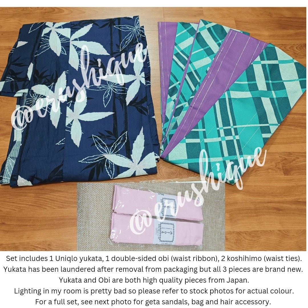 Yukata Set (Navy Blue) Uniqlo Yukata and Double-sided Reversible Obi ...
