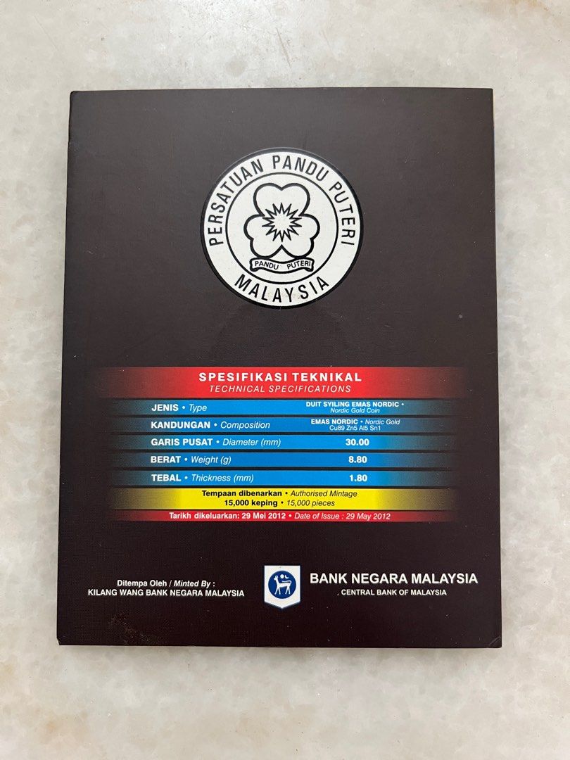 100th Anniversary Girl Guides & Girl Scouts Pandu puteri Coin Card 2012 ...