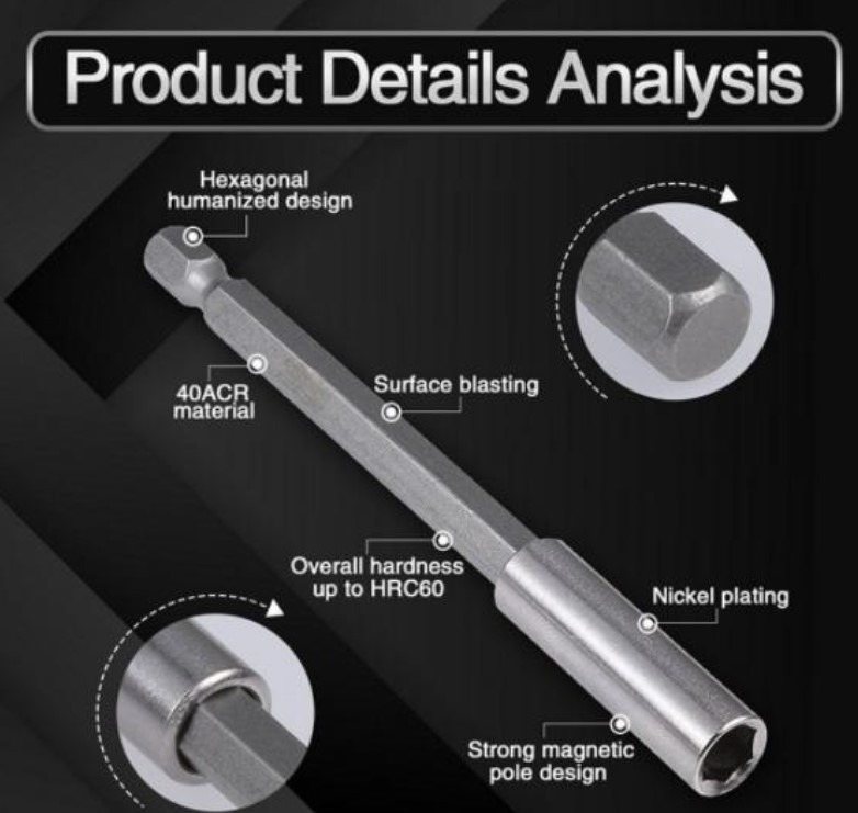 1/4 Inch Magnetic Quick Change Hex Shank Drill Bit Holder Extension ...