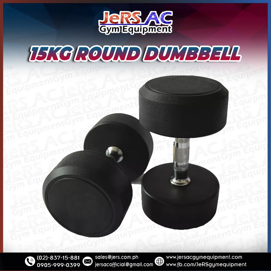 15kg Round Dumbbell, Sports Equipment, Exercise & Fitness, Weights ...