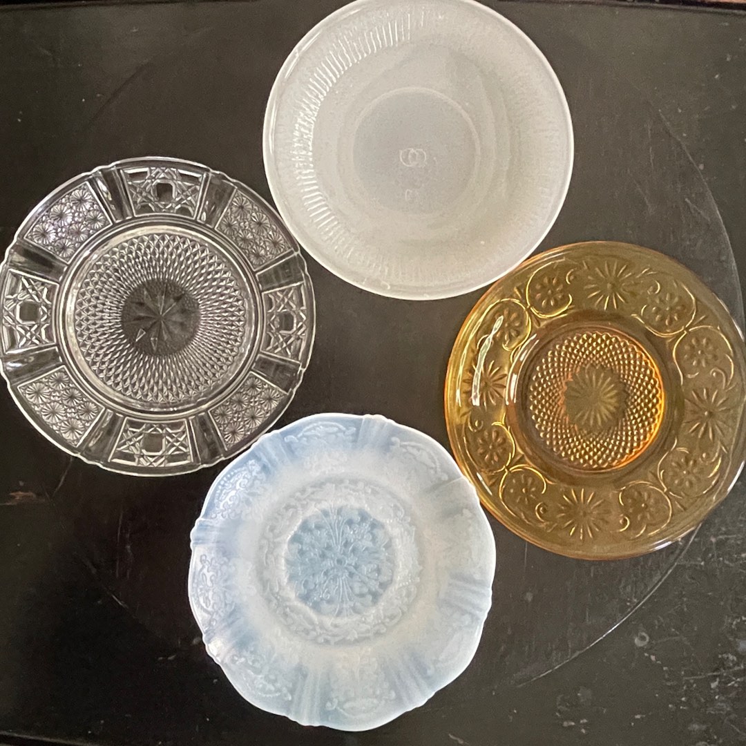 RESERVED - 4 vintage pressed glass saucers lot - Macbeth Evans, Indiana ...
