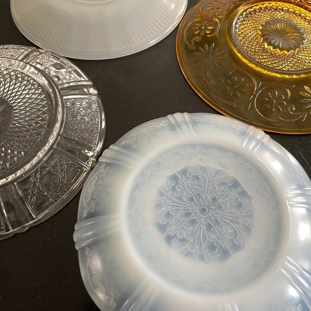 RESERVED - 4 vintage pressed glass saucers lot - Macbeth Evans, Indiana ...