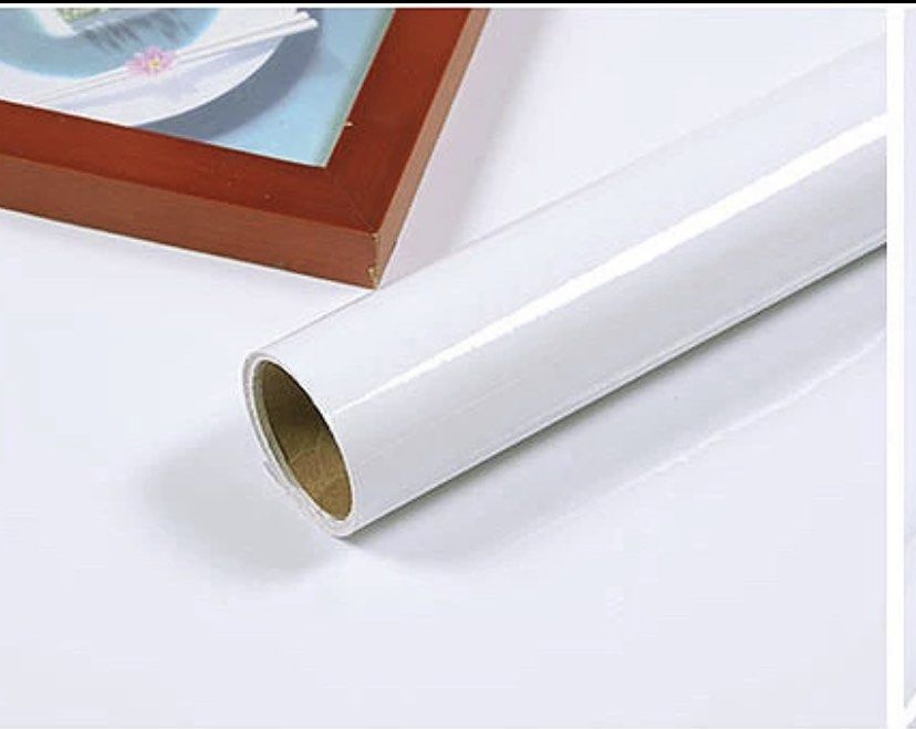 60cm or 80cm Glossy / Matte Plain White PVC Stickers Wallpaper Decal ...
