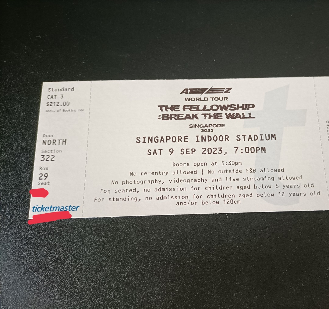 ATEEZ Break The Wall Singapore Concert Cat 3 Ticket, Tickets & Vouchers, Event Tickets on Carousell