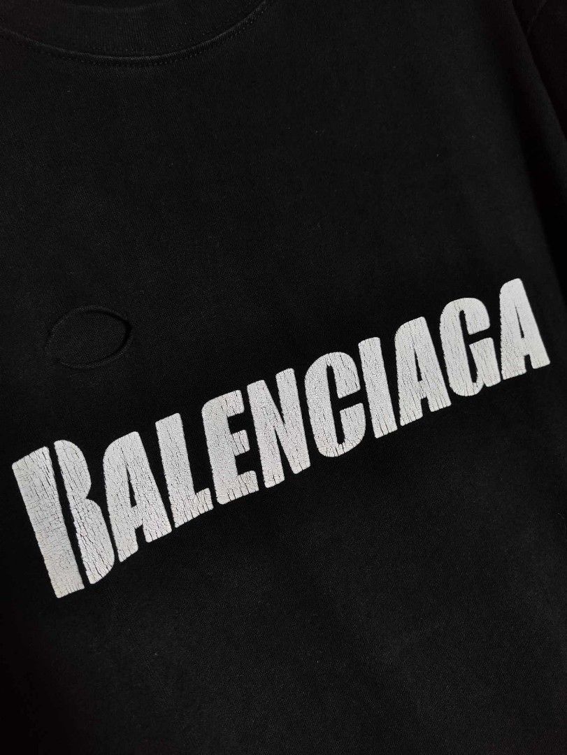 BALENCIAGA RIPPED LOGO, DISTRESSED SHIRT, Men's Fashion, Tops & Sets ...