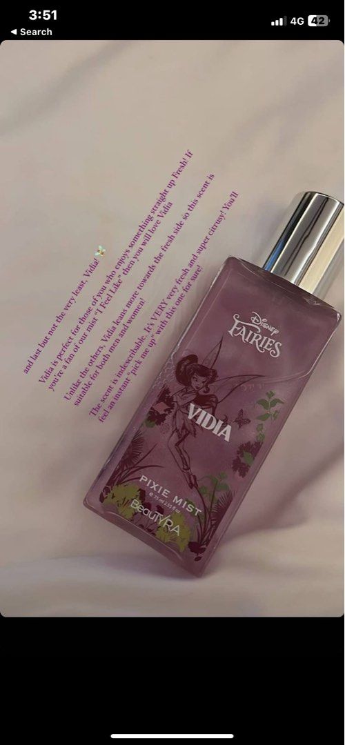Beautyra fairies pixie mist (Vidia), Beauty & Personal Care, Fragrance ...