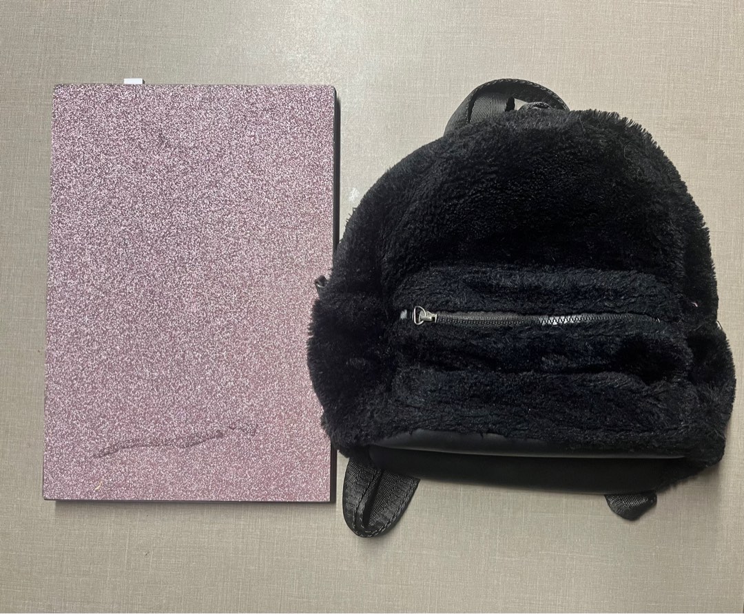 Black Furry Mini Backpack, Women's Fashion, Bags & Wallets, Backpacks ...