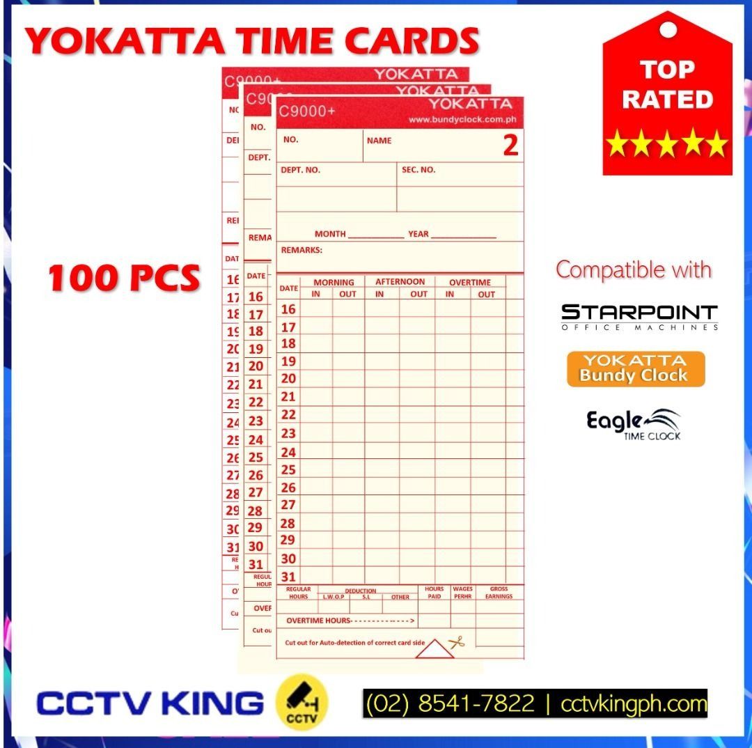 C9000 Time Card for Bundy clock 6-columns | Yokatta, Starpoint and ...