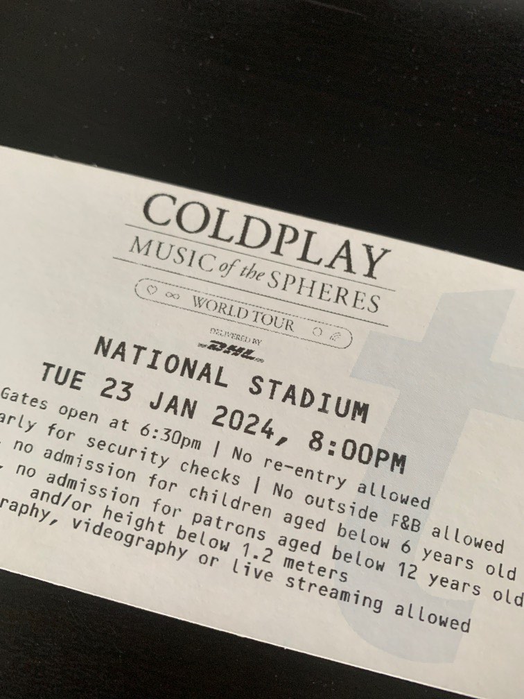 [Cat 1] Coldplay Concert 2024 Tickets, Tickets & Vouchers, Event ...