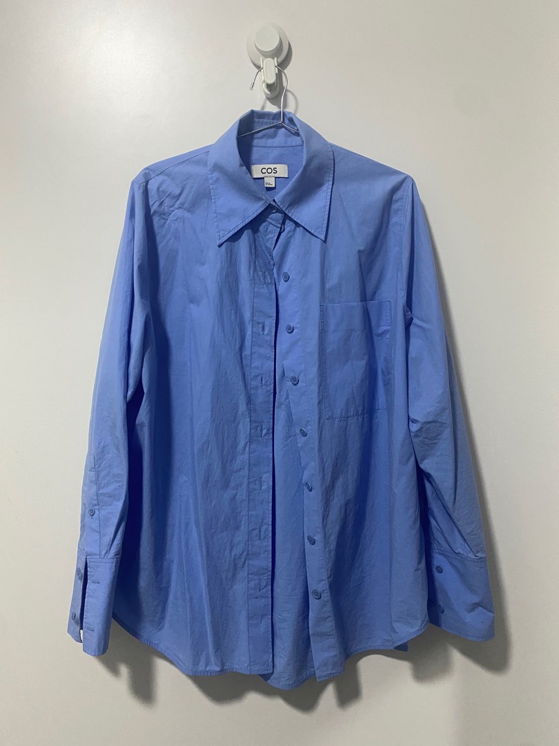 COS Blue shirt, Women's Fashion, Tops, Shirts on Carousell