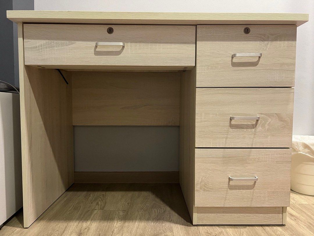 Cream Study table with drawers, Furniture & Home Living, Furniture ...