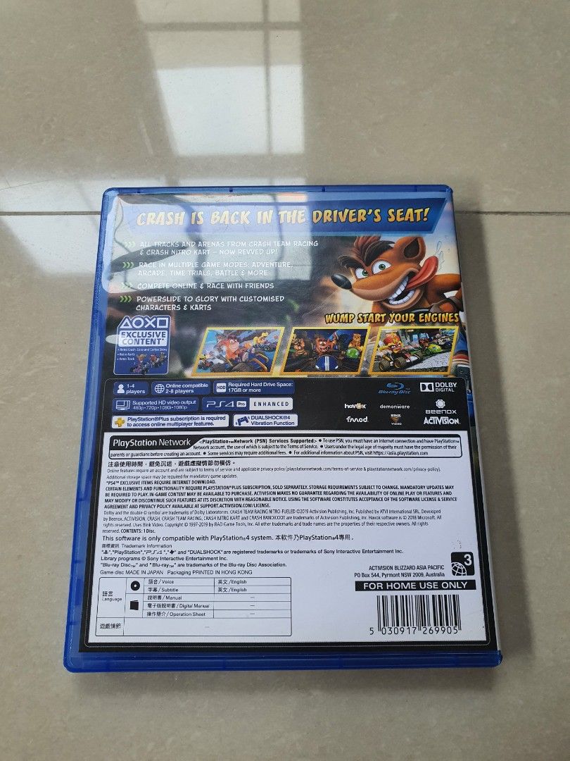 CTR PS4 Original Authentic 100% Sony Crash Team Racing Nitro Fueled ...