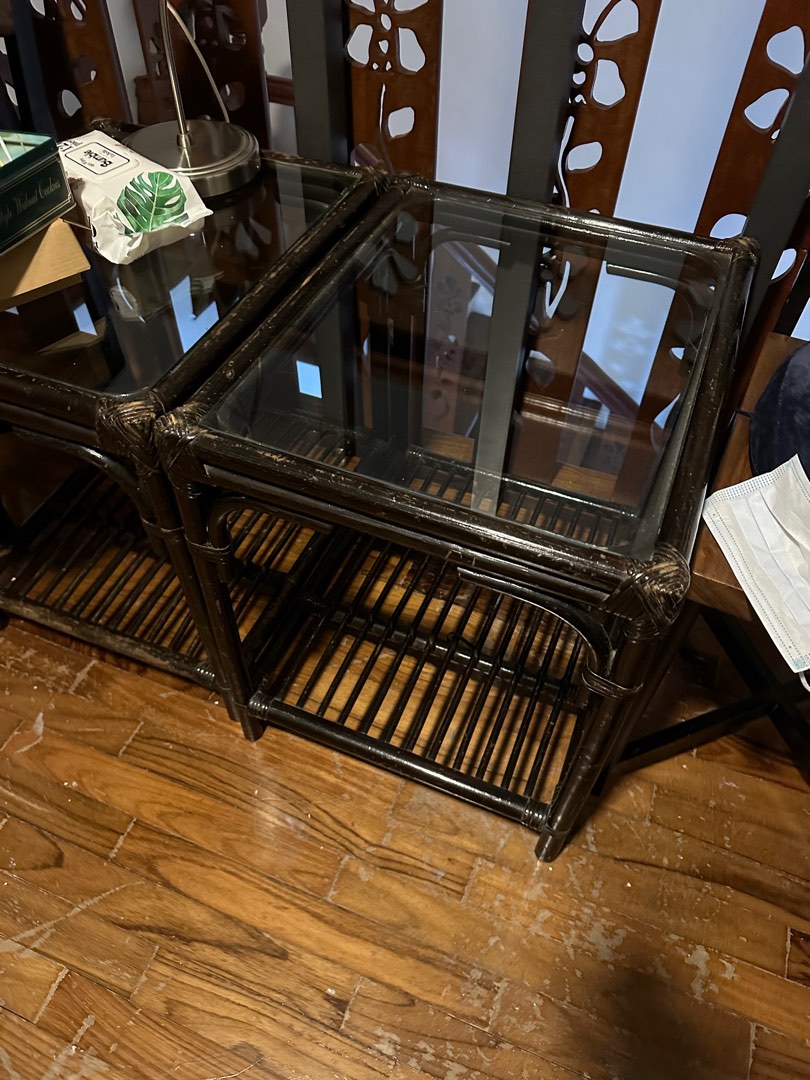 Dark cane wood side table, Furniture & Home Living, Furniture, Tables ...