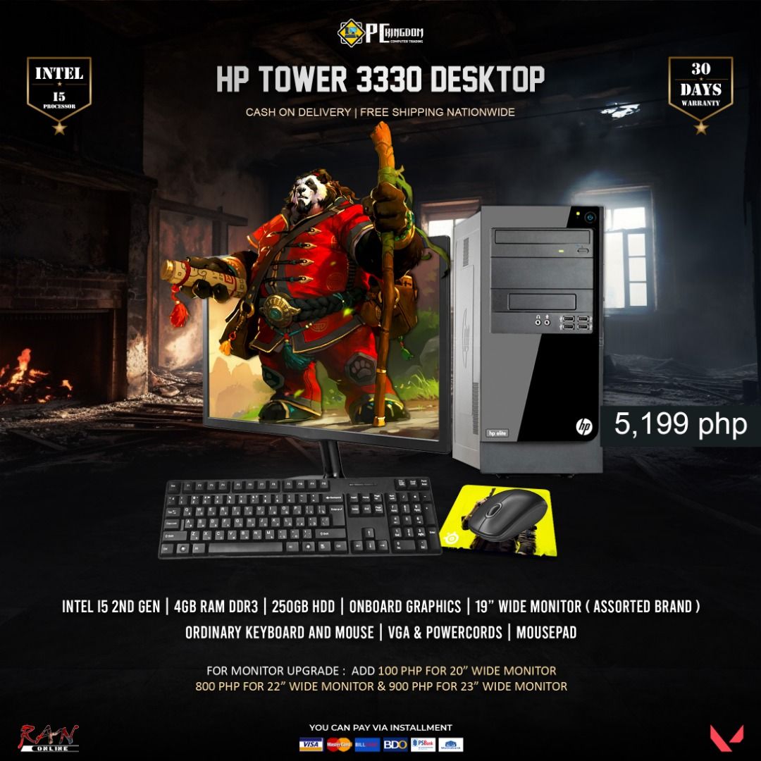 DESKTOP HP pro 3330 MT i5 2nd gen 4g ram DDR3 250gb HDD storage w ...