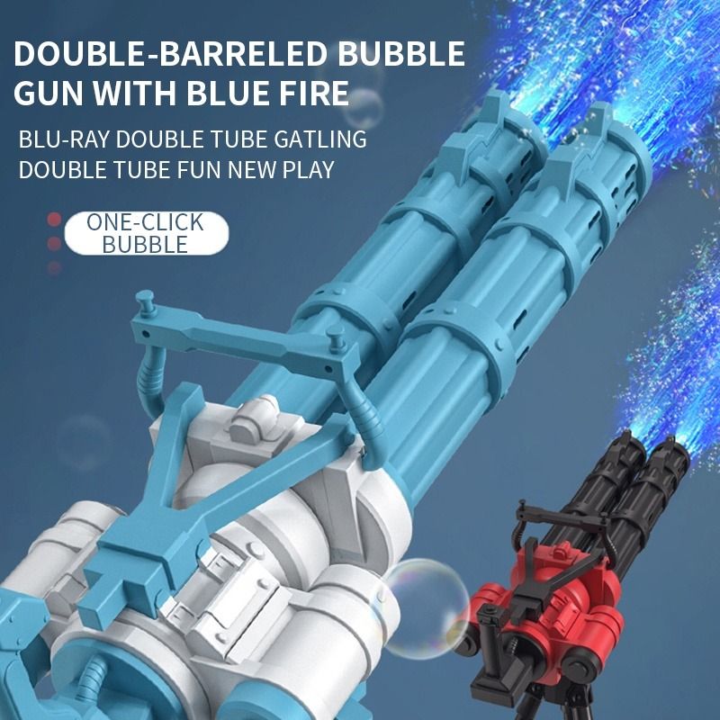 Double Tube Gatling Bubble Machine Children's Electric Rechargeable ...