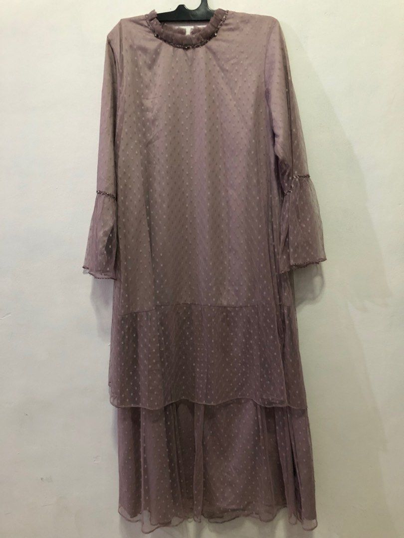 Dress pesta, bahan tile premium, belum pernah dipakai, Fesyen Wanita ...