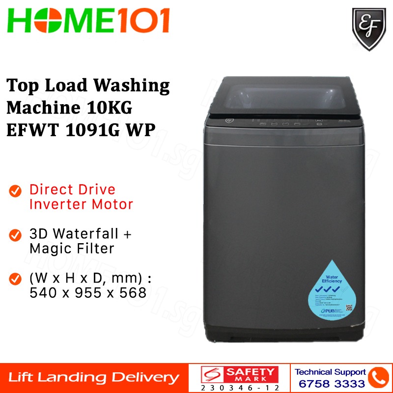 (Pre-Order) EF Top Load Washing Machine 10KG EFWT 1091G WP, TV & Home ...