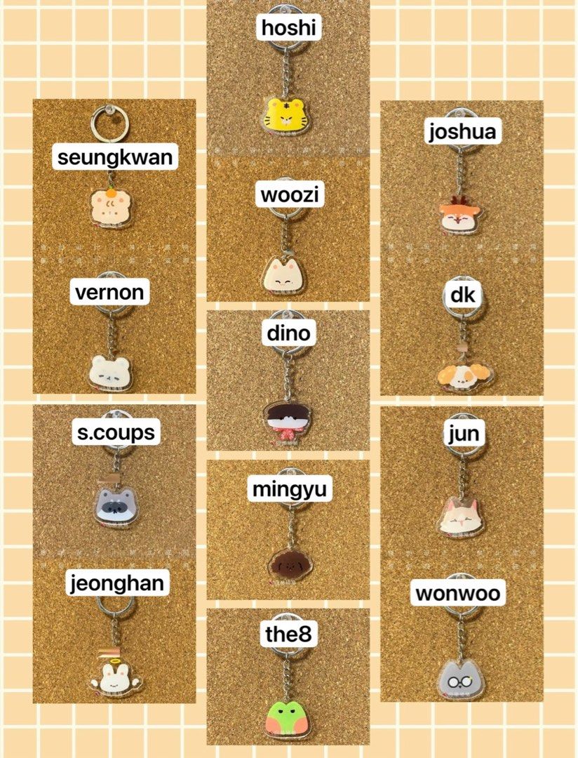 [GO/ Sharing] SVT animal character acrylic keychains, Hobbies & Toys ...
