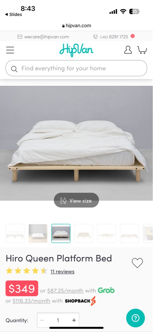 HipVan Hiro Queen Platform Bed Frame, Furniture & Home Living ...