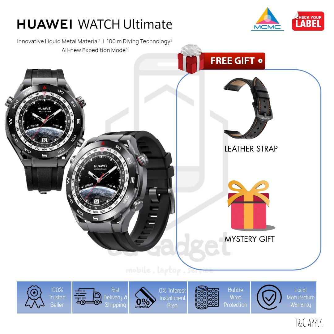 HUAWEI WATCH ULTIMATE BLACK ZIRCON-BASED AMORPHOUS ALLOY CASE BLCK HNBR ...