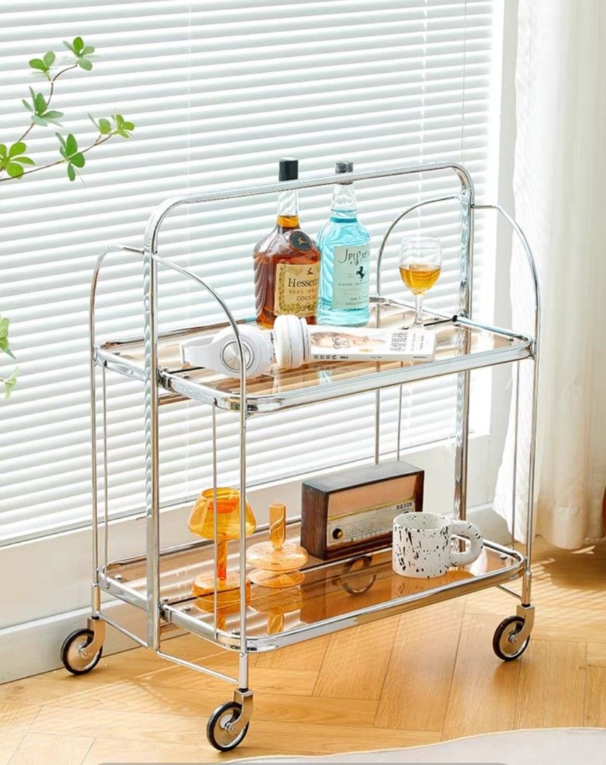 [INSTOCK] Clear Transparent Brown Trolley Rack Storage Shelf with ...