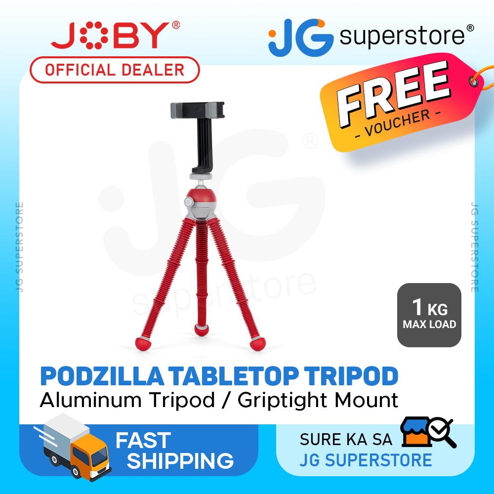 JOBY Podzilla Medium Tabletop Tripod with Griptight 360 Phone Mount Kit ...