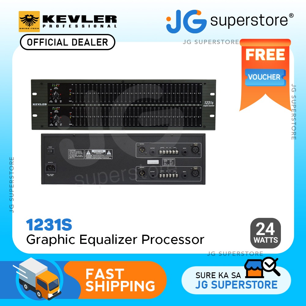 KEVLER 1231S Professional Dual 31 Band Graphic Equalizer Processor with 45mm Fader, LED ...