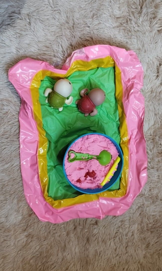 Kinetic Pink Sand Set with inflatable pool, molders, scoop, free moving ...